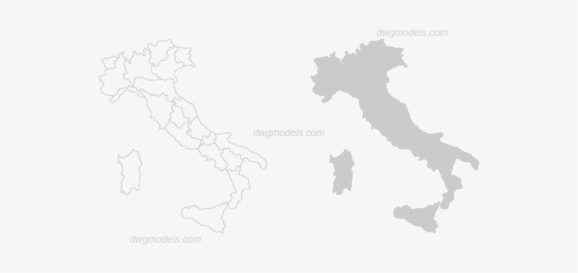 Italy 1 Dwg, Cad Blocks, Free Download - Italy Map Png Transparent PNG ...