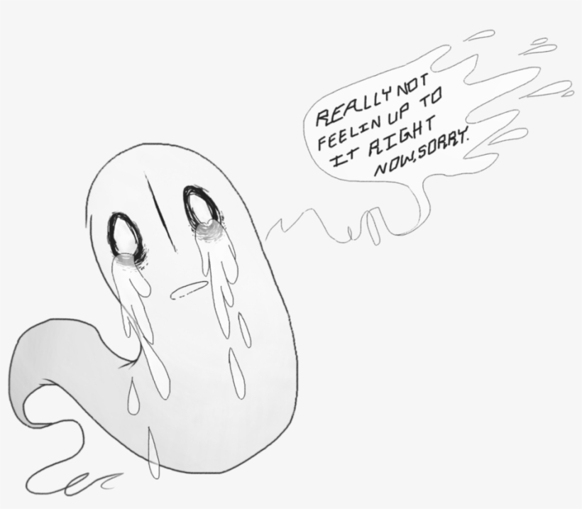 Napstablook By Davedoesdraws On Deviantart - Line Art Transparent PNG ...