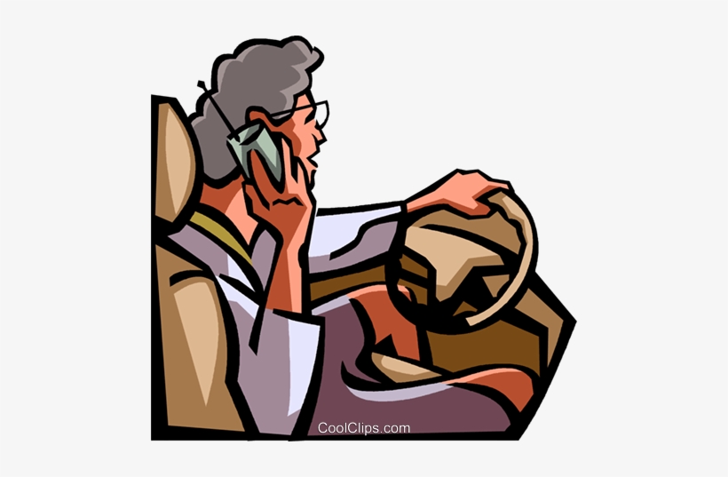 Driving While Talking On Her Cell Phone Royalty Free - Using Mobile ...