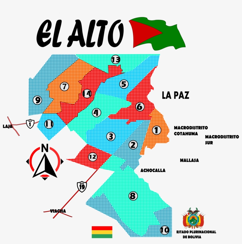 Distritos El Alto Mapa - Mapa De El Alto Transparent PNG - 1925x1848 ...