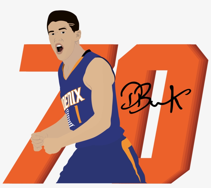 Devin Booker 70 Points Illustration - Dribble Basketball Transparent ...
