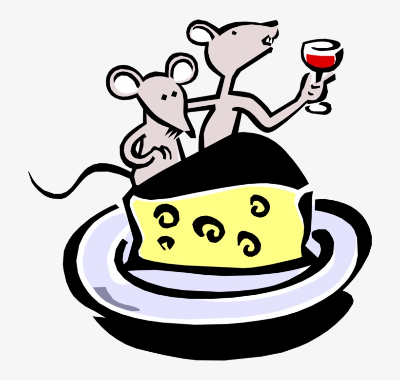 Vector Illustration Of Cartoon Mice Dining On Wine - Cartoon Wine And ...