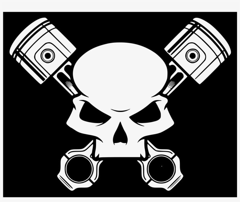 Skull And Crossbones Piston Calavera Decal - Skull And Pistons ...
