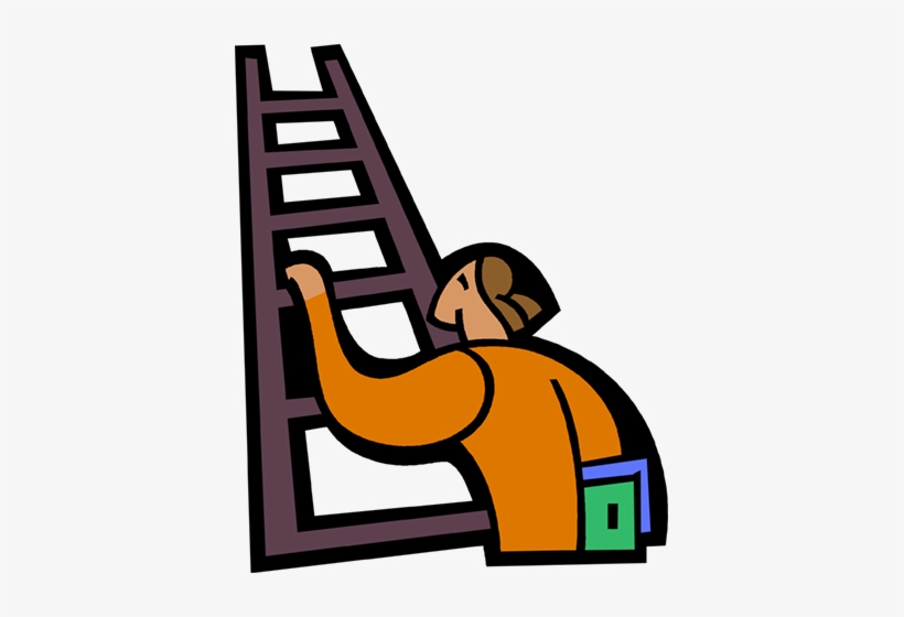 Cartoon Man Climbing Ladder