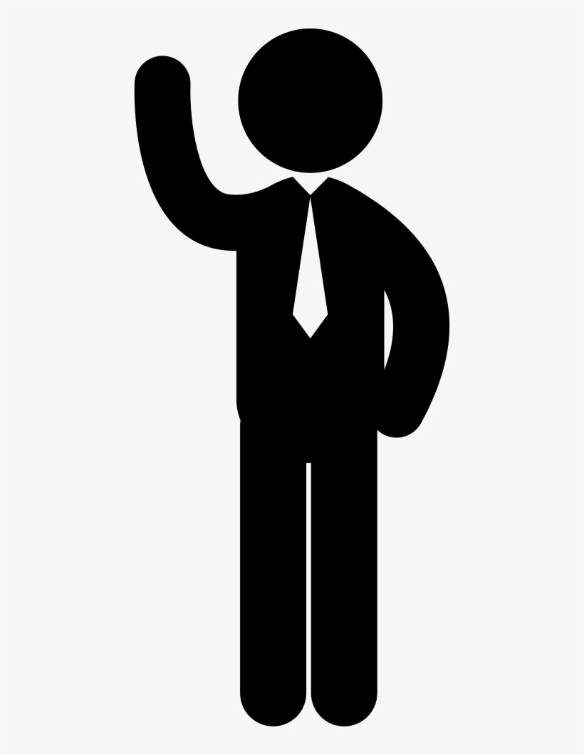 Standing Business Man With Tie And Right Arm Raised - Money Stick ...
