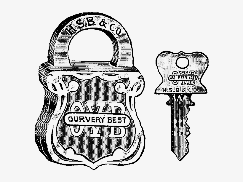 Free Key And Lock Digital Stamps - Lock Vintage Png Transparent PNG ...