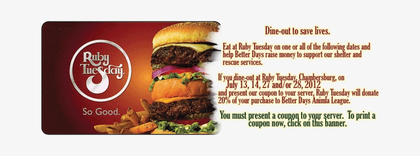Ruby Tuesday - Ruby Tuesday Gift Card Transparent PNG - 660x225 - Free ...
