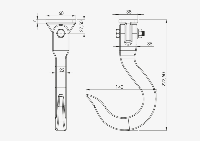 Meat Hook - Technical Drawing Transparent PNG - 559x555 - Free Download ...