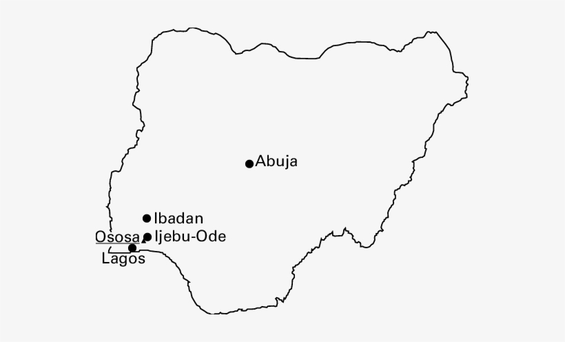Download Map Of Nigeria Showing Ososa In Relation To Some Major ...