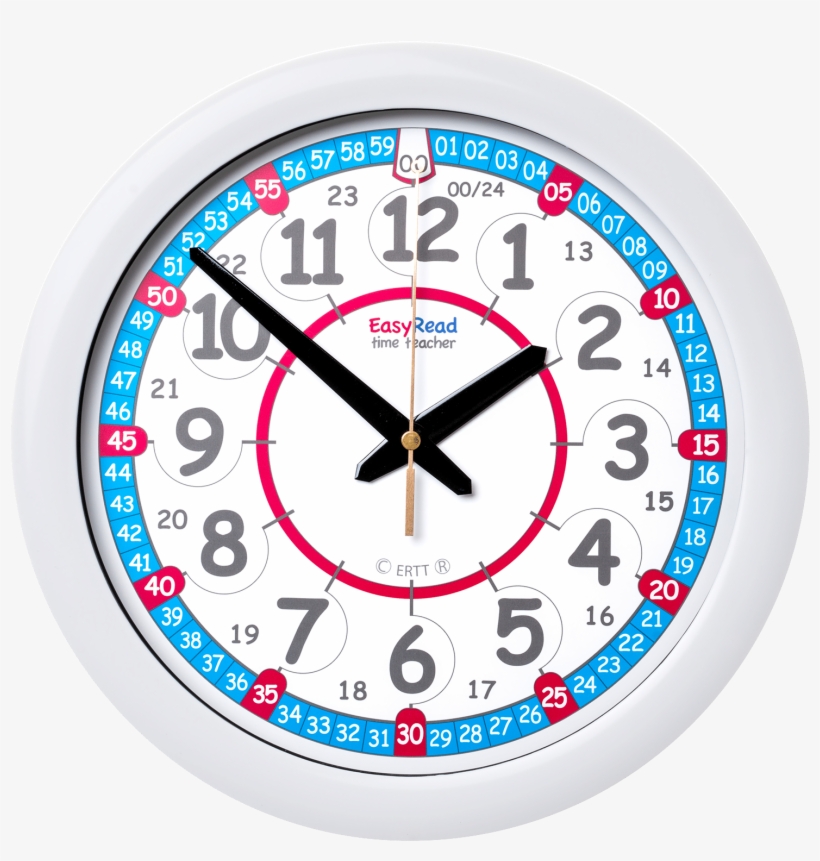 Learn The Time Clock, Red White Blue - Easy Read Clock 24hr Transparent ...