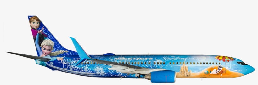 Westjet And Disney's Frozen-themed Plane - Elsa And Anna Airplane ...