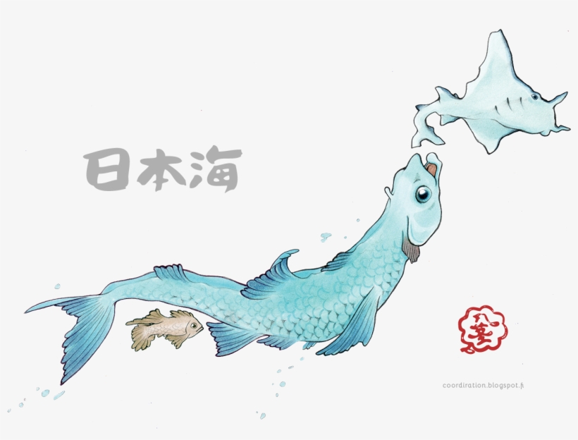 Sea Creatures Of Japanese Map - Japanese Sea Creatures Illustration ...