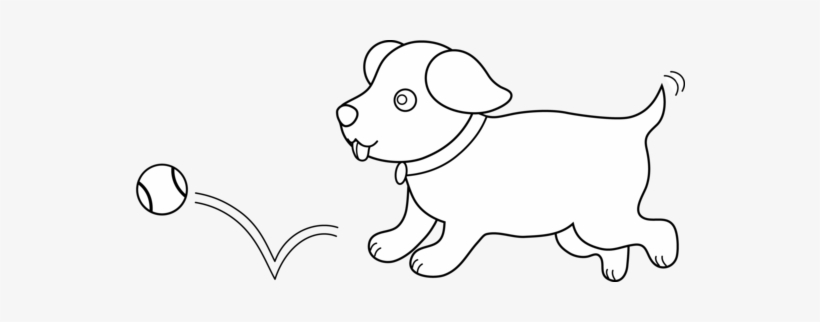 Line Art Of Puppy Playing Fetch - Outline Picture Of A Puppy ...