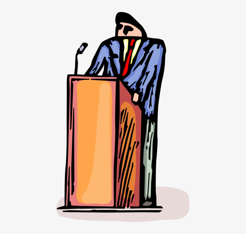 Vector Illustration Of Businessman Public Speaker Speaking - Clip Art ...