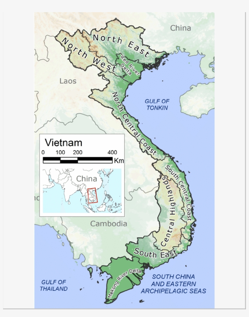 Map Of Vietnam With The Different Regions - Atlas Transparent PNG ...