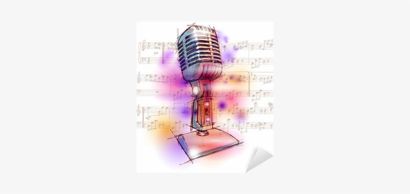 Vector Classic Microphone, Watercolor Background & - Watercolor ...