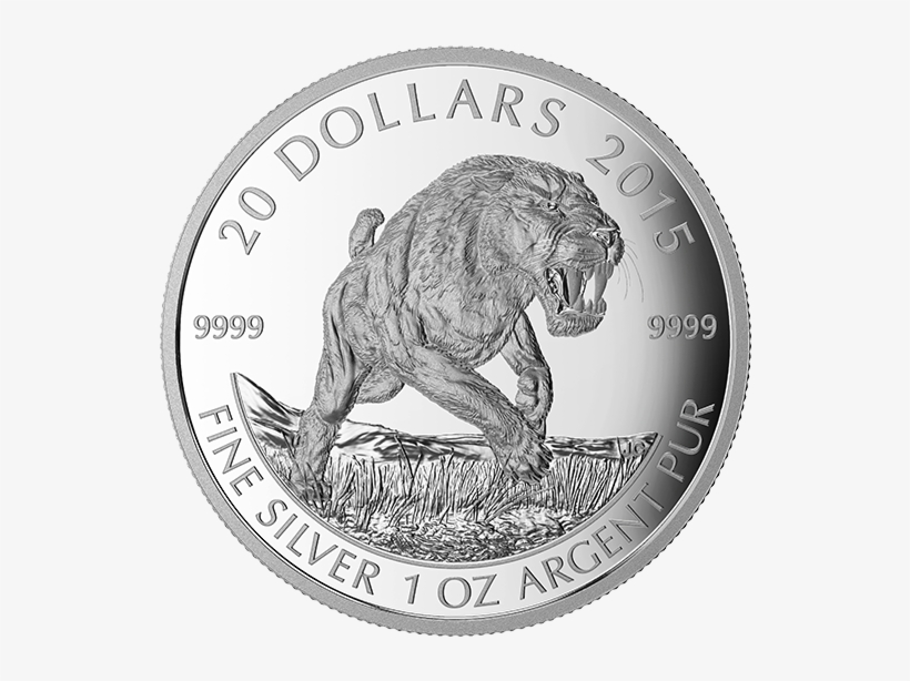 Fine Silver Coin - 20 Dollar Canadian Saber Tooth Tiger Silver Coin ...