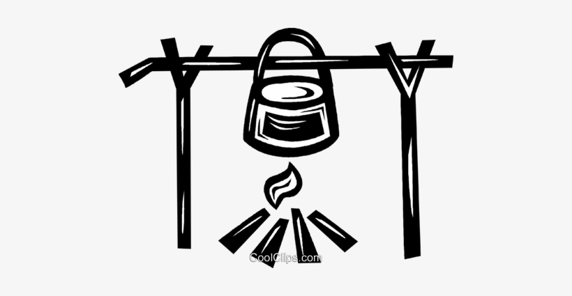 Cooking Pot On An Open Fire - Cooking Over Fire Vector Transparent PNG ...