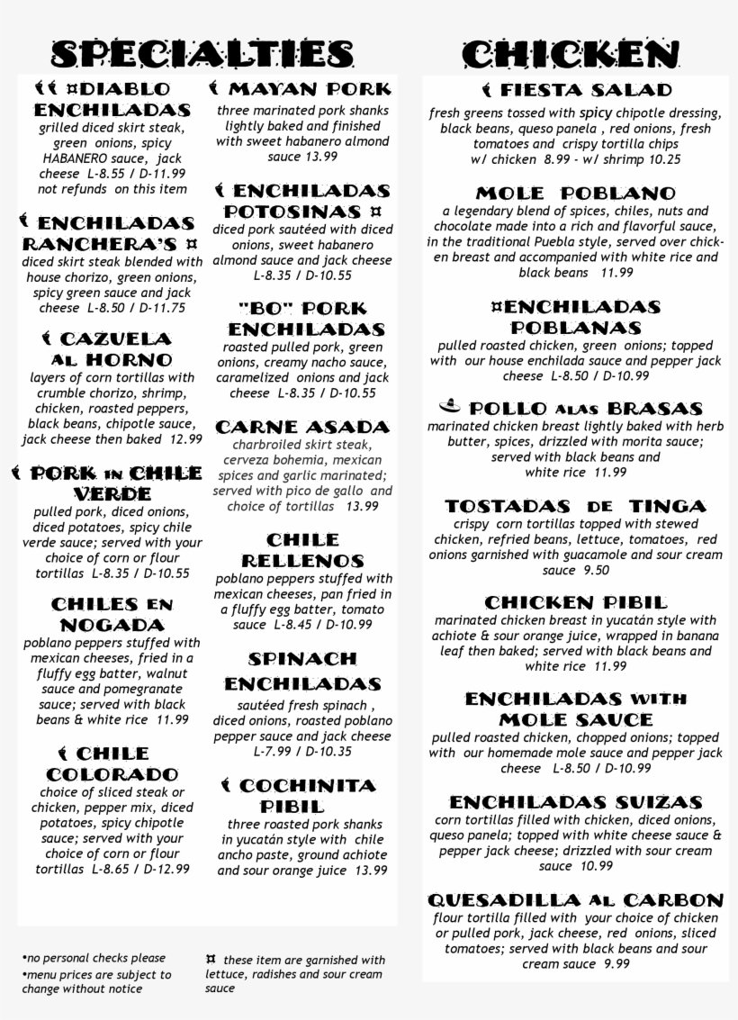 The Restaurant Information Including The Rivera's Menu - Paper ...