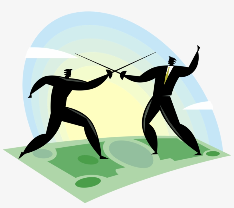 Vector Illustration Of Business Competitor Fencers - Illustration ...