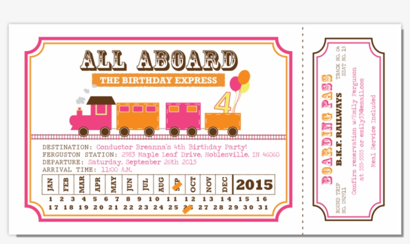 Train Ticket Pink And Orange Transparent PNG - 1000x714 - Free Download ...