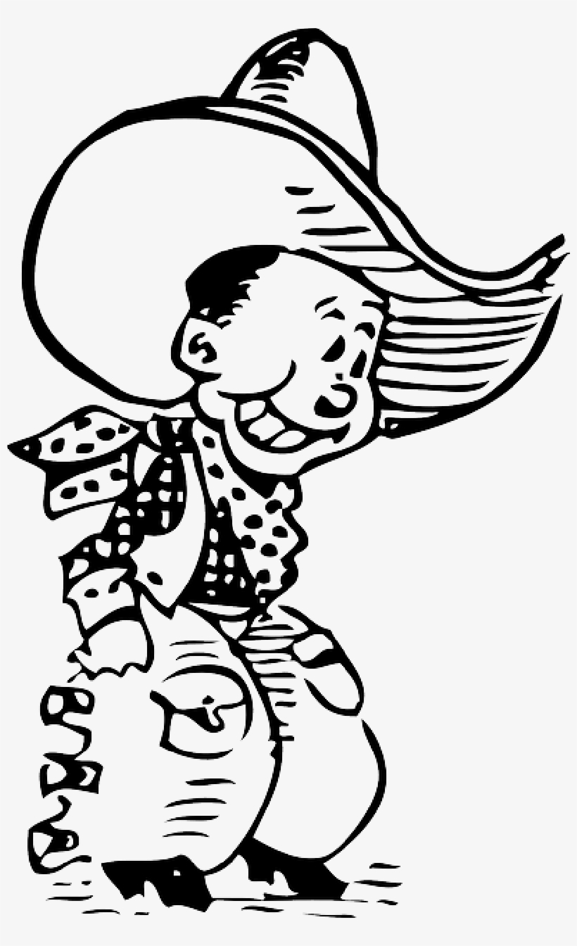 Baby Black Outline Western Drawing People Boy - Cowboy Clip Art ...