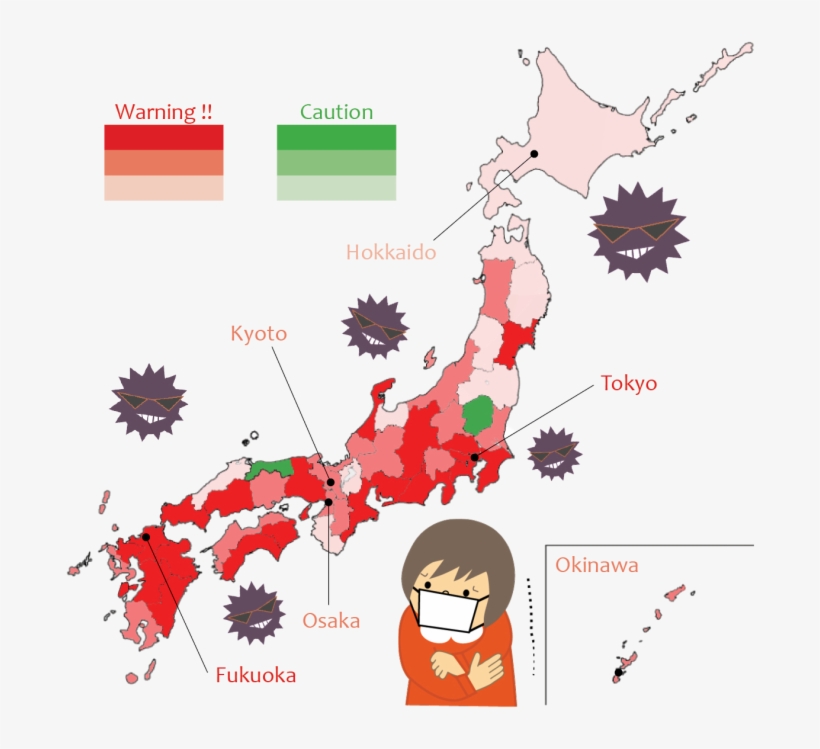 Wear Mask And Don't Get Viruses - Japan Map Transparent PNG - 700x679 ...