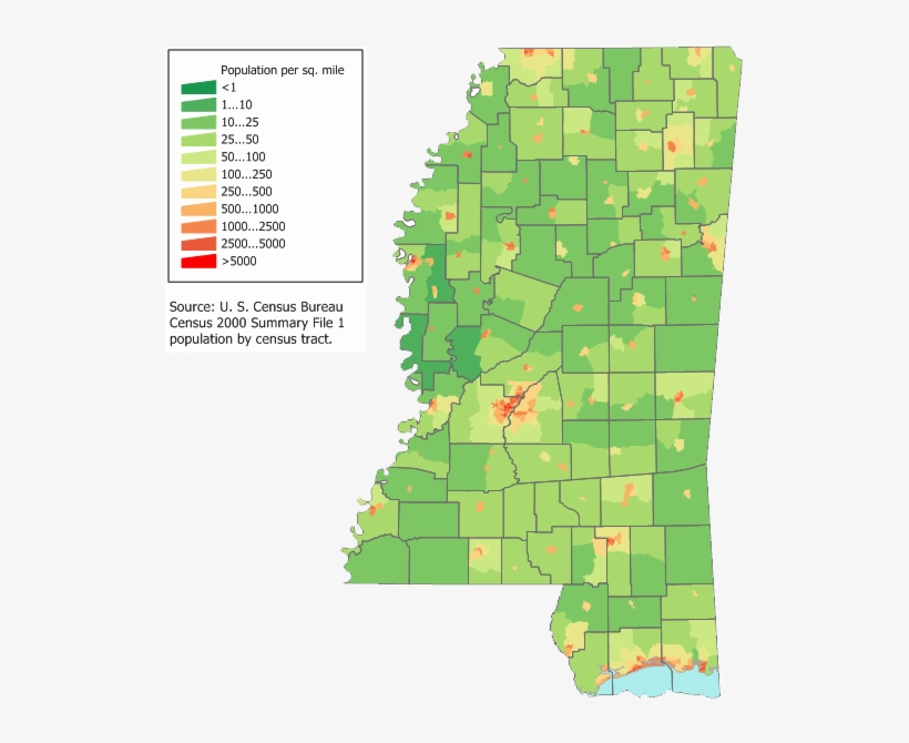 Mississippi Population Density Map - Ms Population Density Map ...