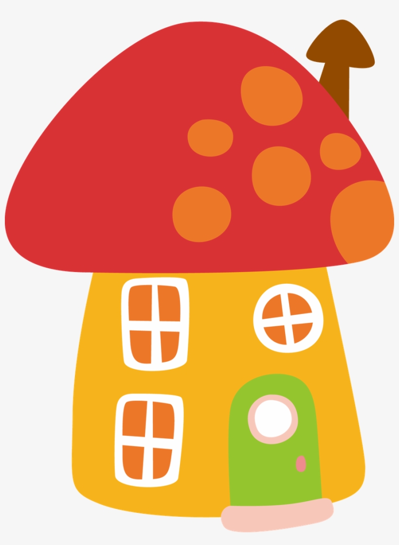 Gnome Clipart Red Mushroom - Cute Fairytail Mushroom Houses Sun Cloud ...