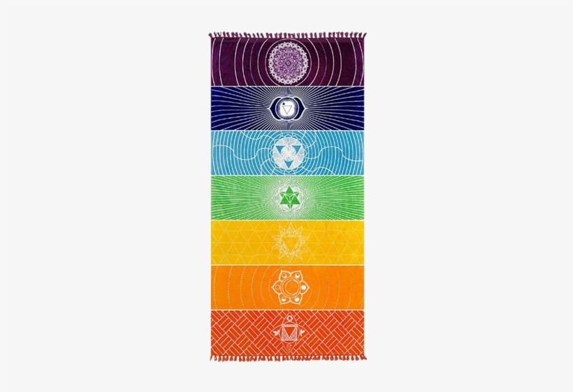 Chakra Meditation Mat / Tapestry - Multicoloured Beach Towel With ...