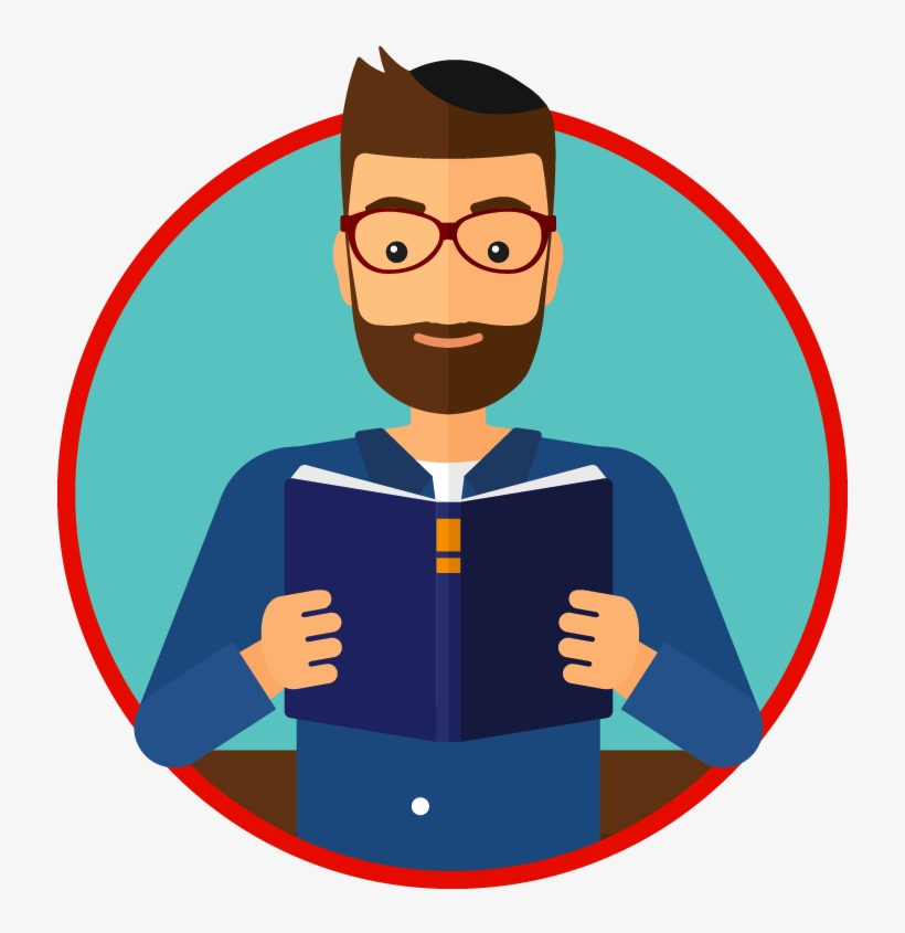 Man Reading Book Vector Clipart