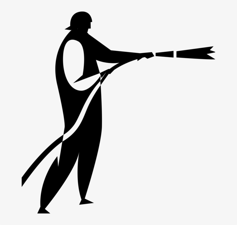 Vector Illustration Of Firefighter Fireman With Firehose Transparent ...