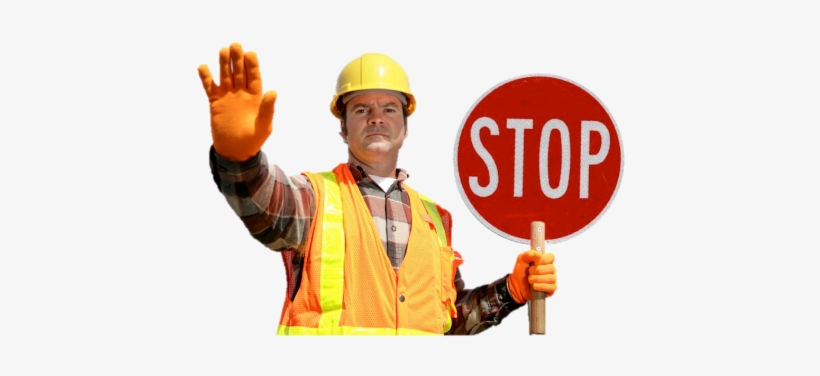 Worker Holding A Stop Sign - Laurel And Yanni Meme Transparent PNG ...