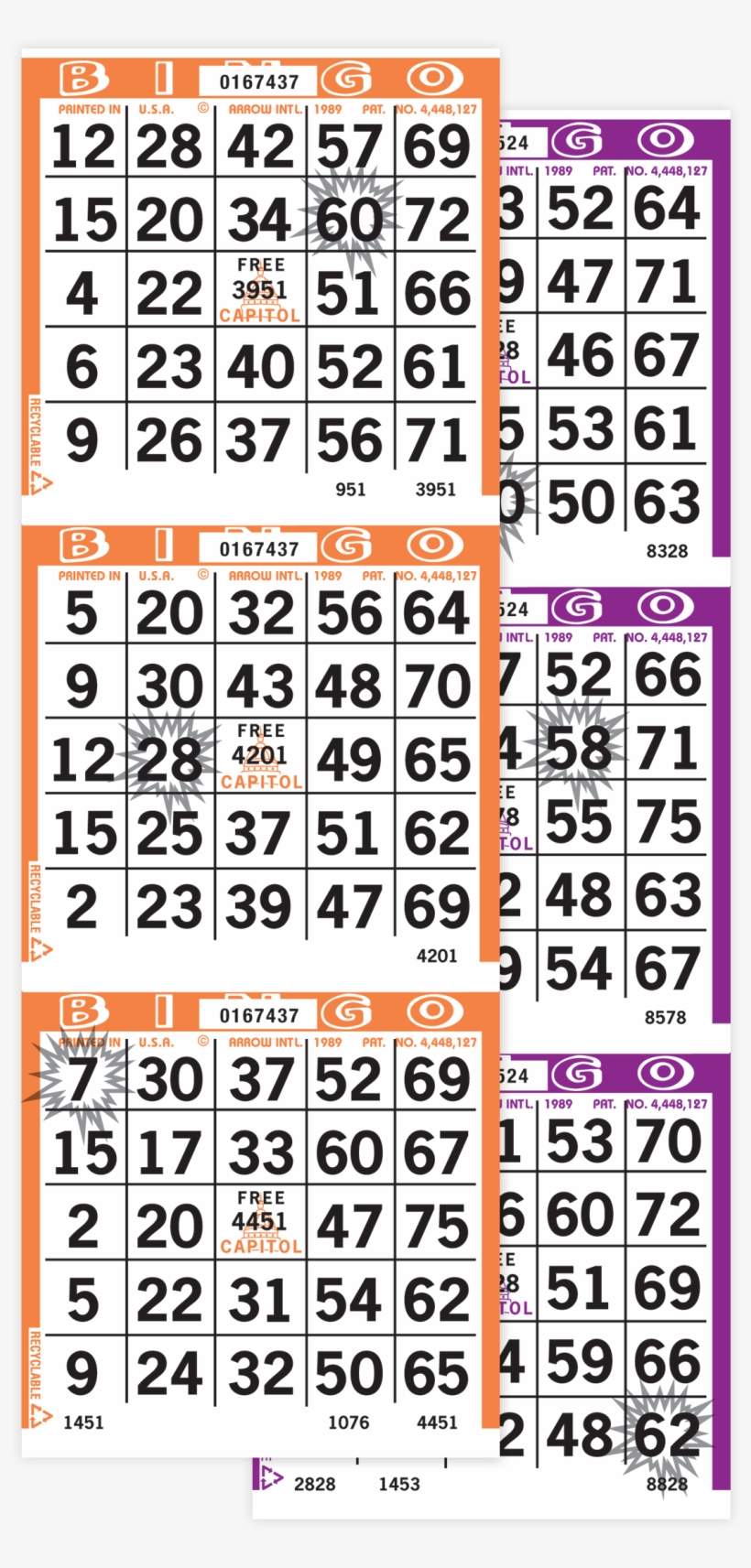 Starburst Bingo Paper - 1 On Yellow Unimax Bingo Paper Game Cards - 4 Inch Transparent PNG ...