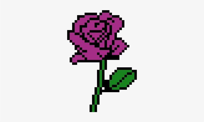 Purple Rose -aliah Palmer - Pixel Art Of Flowers Transparent PNG ...