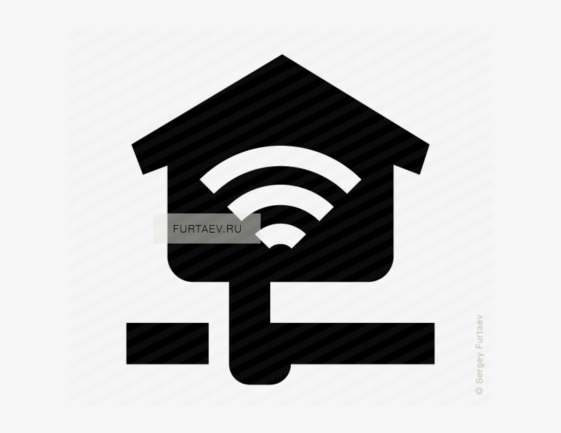 Vector Icon Of House With Wi-fi Signal Sign Inside - Connected Home ...