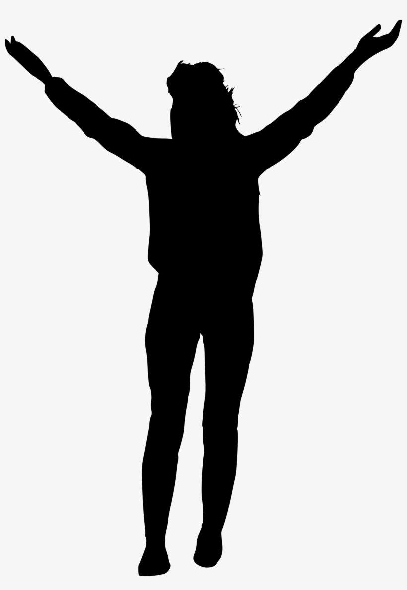 Free Download - Silhouette People With Hands Up Transparent PNG ...
