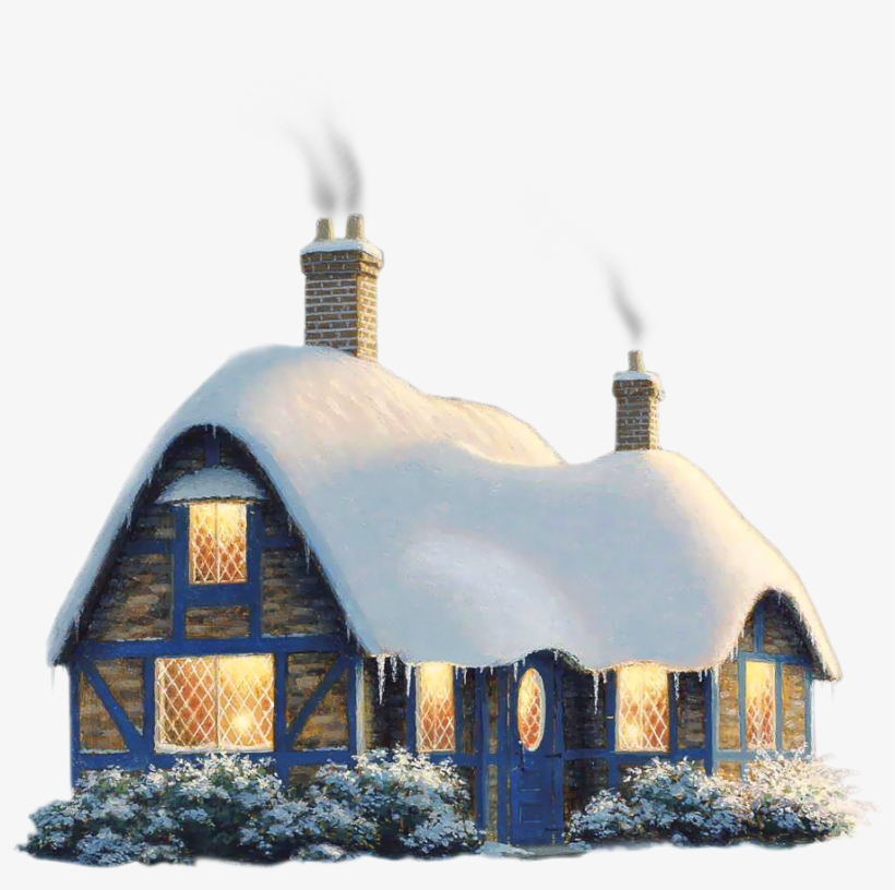 Transparent Snowy Winter House Png - Cottage In Snow Drawing ...
