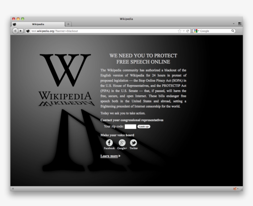 Wikipedia Sopa Protest Blackout 3 - Wikipedia Blackout Transparent PNG ...