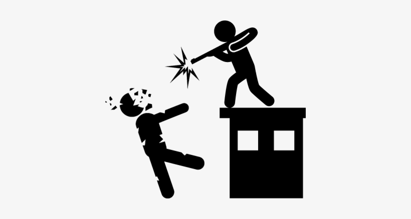 Man With A Gun Shooting Killing A Zombie From The Top - Shooting Icons ...