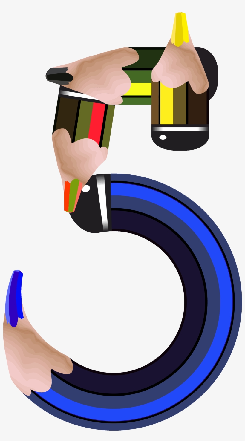 Five Clipart Pencil - Pencil Numbers Clipart Transparent PNG ...