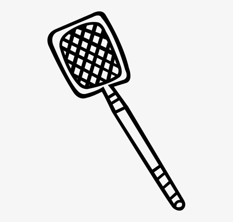 Vector Illustration Of Fly Swatter Kills Insect Bugs - Fly Swatter ...