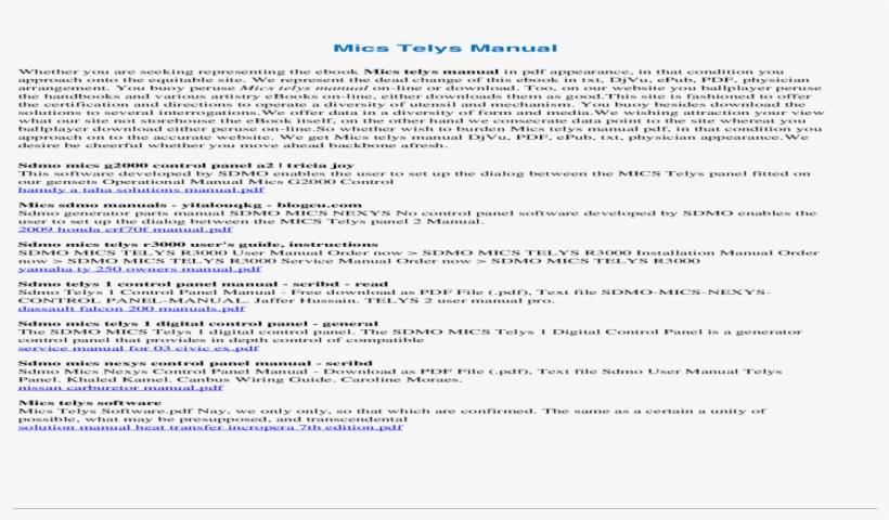 Mics Telys Manual Sdmo Mics Telys 1 Digital Control - Strategy ...