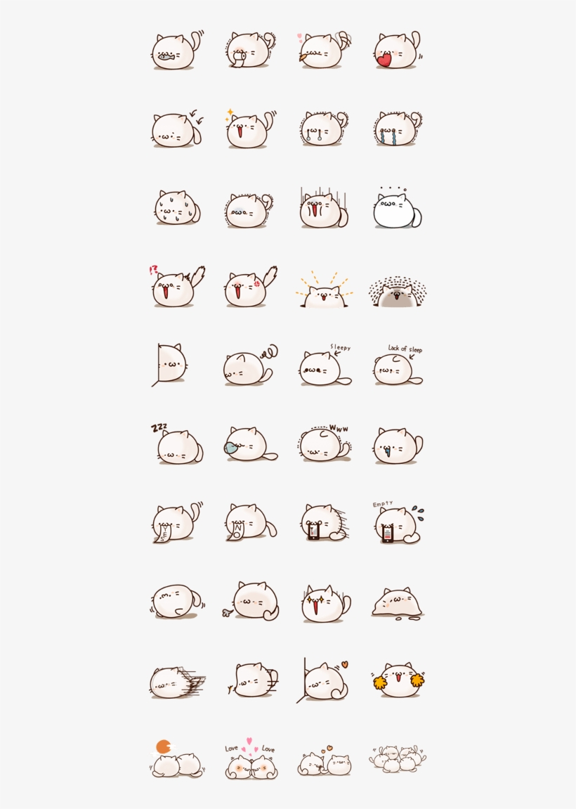 I'm Round And Am A Sticker Of A Cute Cat - Cute Cat Line Sticker ...