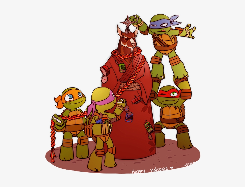 Ninja Turtles Clipart Christmas - Baby Ninja Turtles With Splinter ...