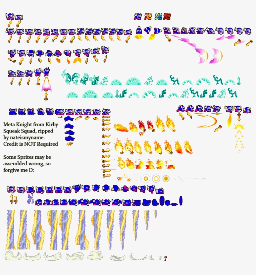 Meta Knight - Kirby Squeak Squad Uja Sprites Transparent PNG - 811x805 ...