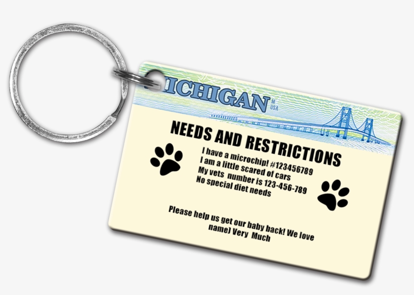 Download Michigan Pet Drivers License Id Tags - Keychain - HD ...