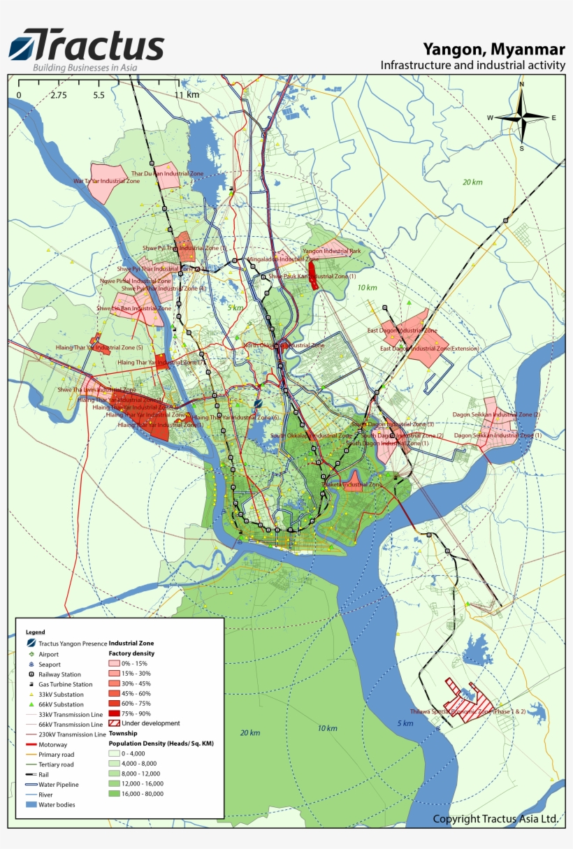 Yangon Industrial Zone And Infrastructure Map - Yangon Transparent PNG ...