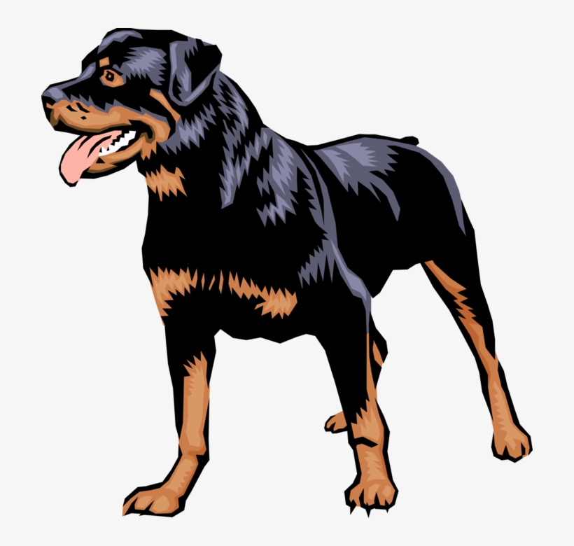Vector Illustration Of Family Pet Rottweiler Guard - 3drose 3drose Cute ...
