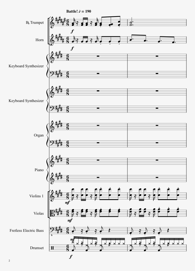 Ffx Battle Theme Sheet Music 2 Of 30 Pages - Ff10 Battle Theme Trumpet Transparent PNG ...